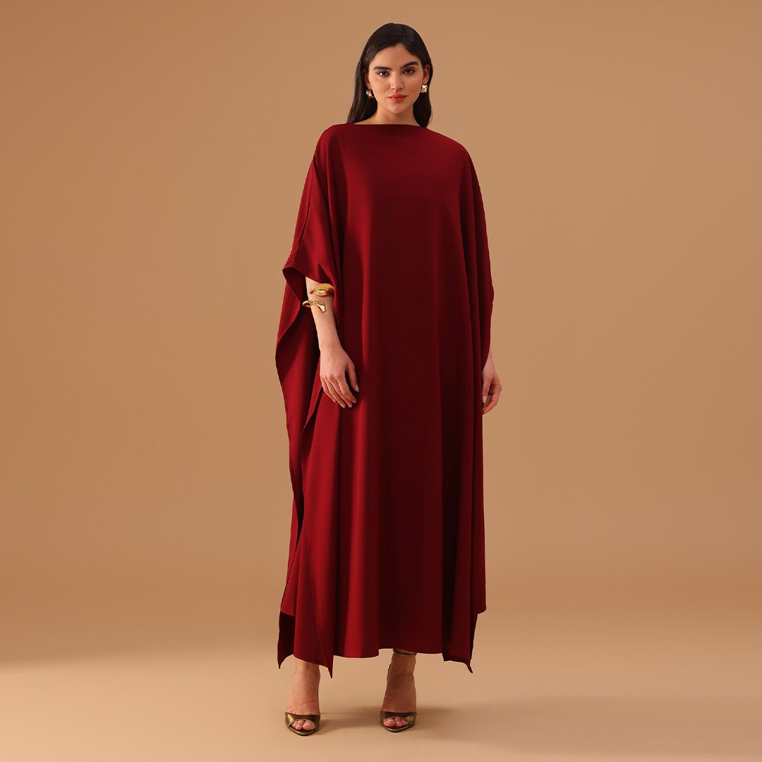 2 pieces Cap Cut Sleeves Red Kaftan – shopaleena