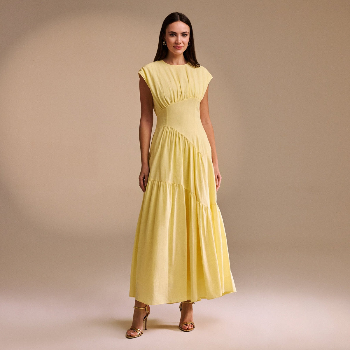 Gathered Waist A-Line Maxi Dress – shopaleena