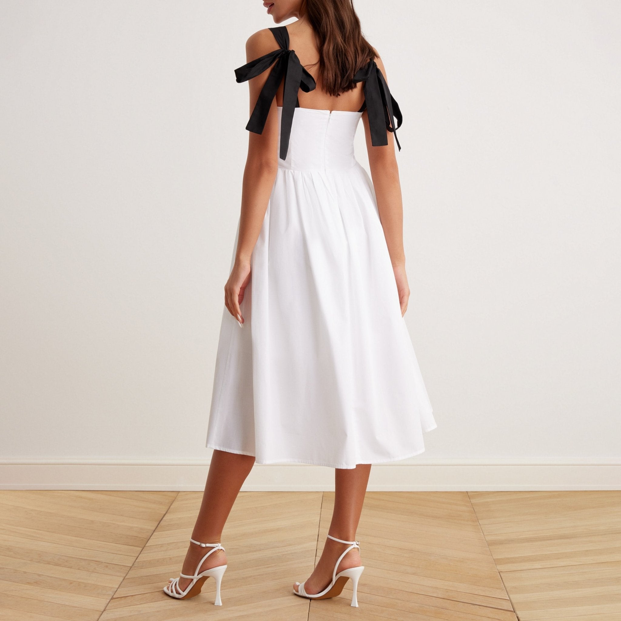 Tie Shoulder Backless Cami Midi Dress in Cotton – shopaleena